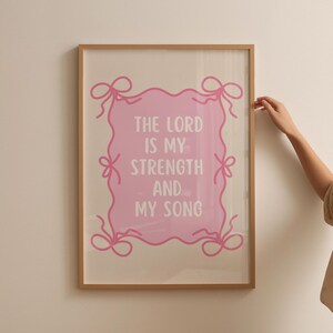 Psalms Print, Trendy Christian Wall Art, Pink Bow, Retro Poster ...