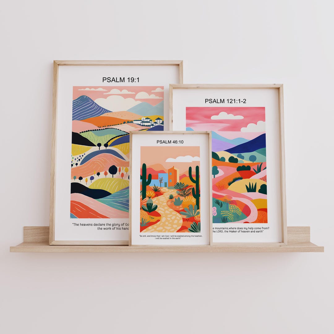 3 Piece Christian Wall Art Set, Psalm Poster, Scripture Art, Religious ...