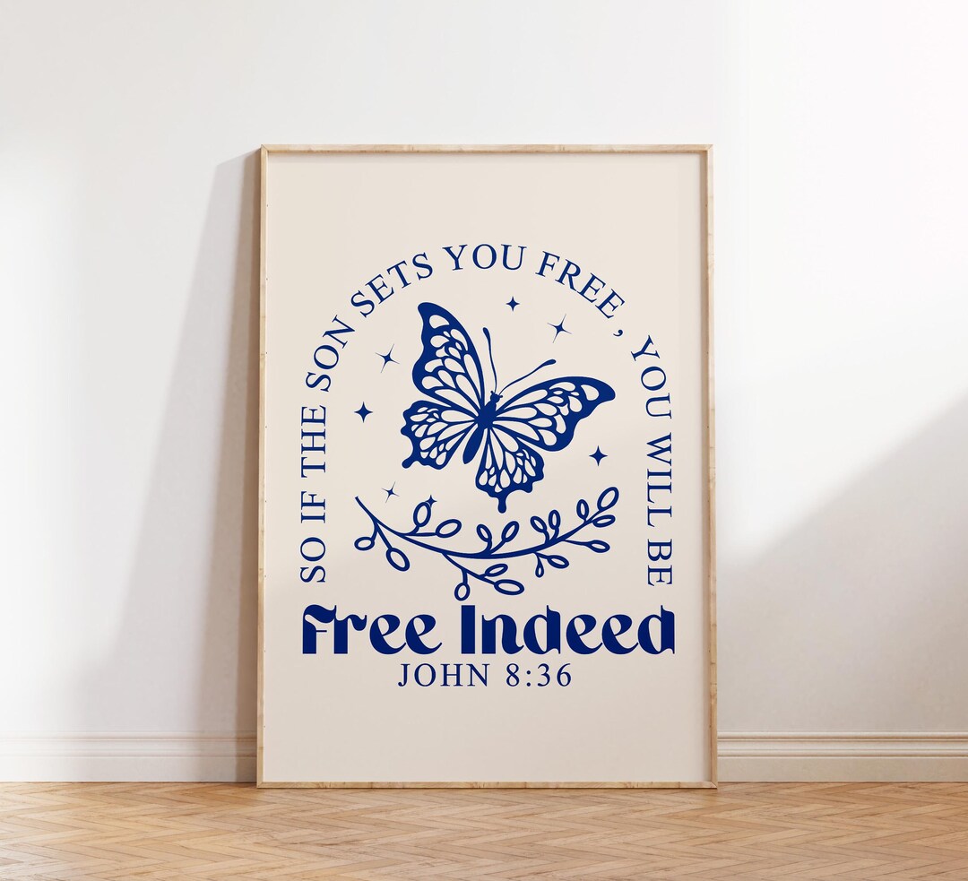 Bible Verse Wall Art, John 8:36 Digital Print, Christian Home Decor ...