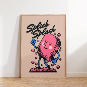 Retro Bathroom Wall Print, Cute Wall Print, Groovy Wall Art, Digital ...