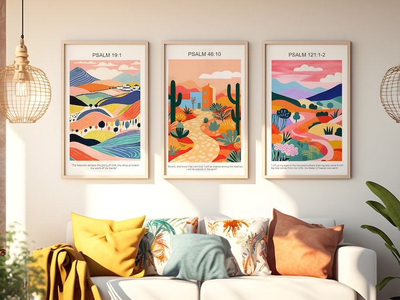 3 Piece Christian Wall Art Set, Psalm Poster, Scripture Art, Religious ...