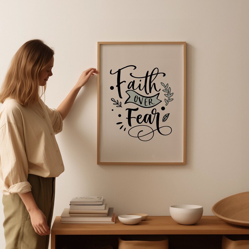 Faith Over Fear Print, Christian Wall Art, Psalm Scripture, Christian ...