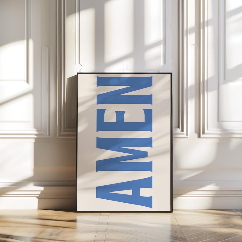 Amen Print, Jesus Typography Poster, Free Delivery, Trendy Christian ...