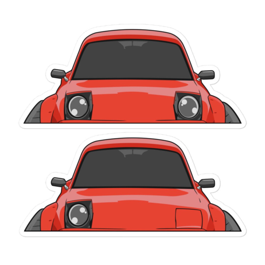 Miata Pop-up Headlights Peeker Stickers Mazda Cute Kawaii Chibi Anime ...