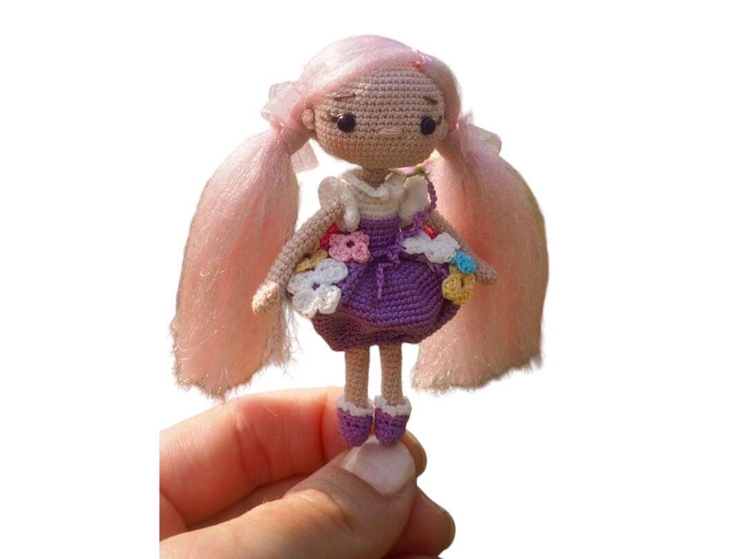 Miniature Amigurumi Doll With Pink Hair Crochet Mini Doll - Etsy