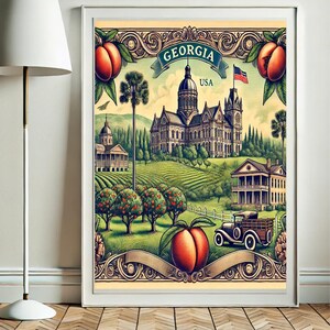Vintage Georgia State Poster - Retro Art Print Inspired by Classic ...
