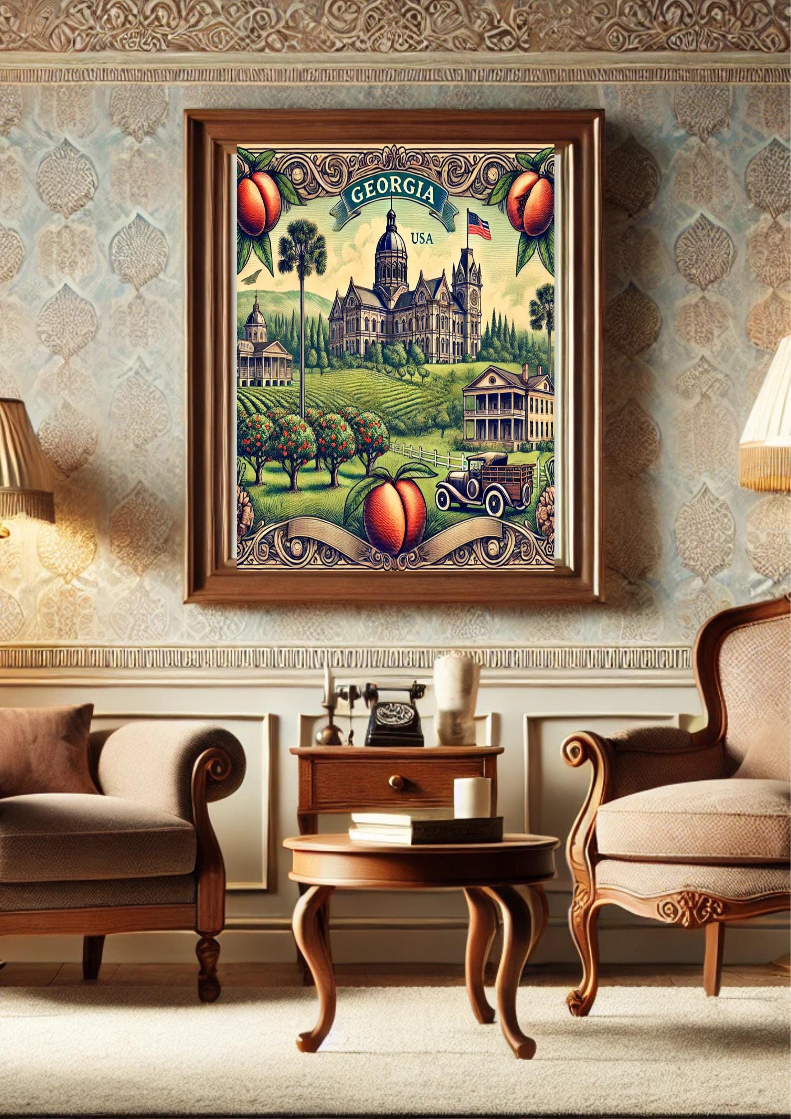 Vintage Georgia State Poster - Retro Art Print Inspired by Classic ...