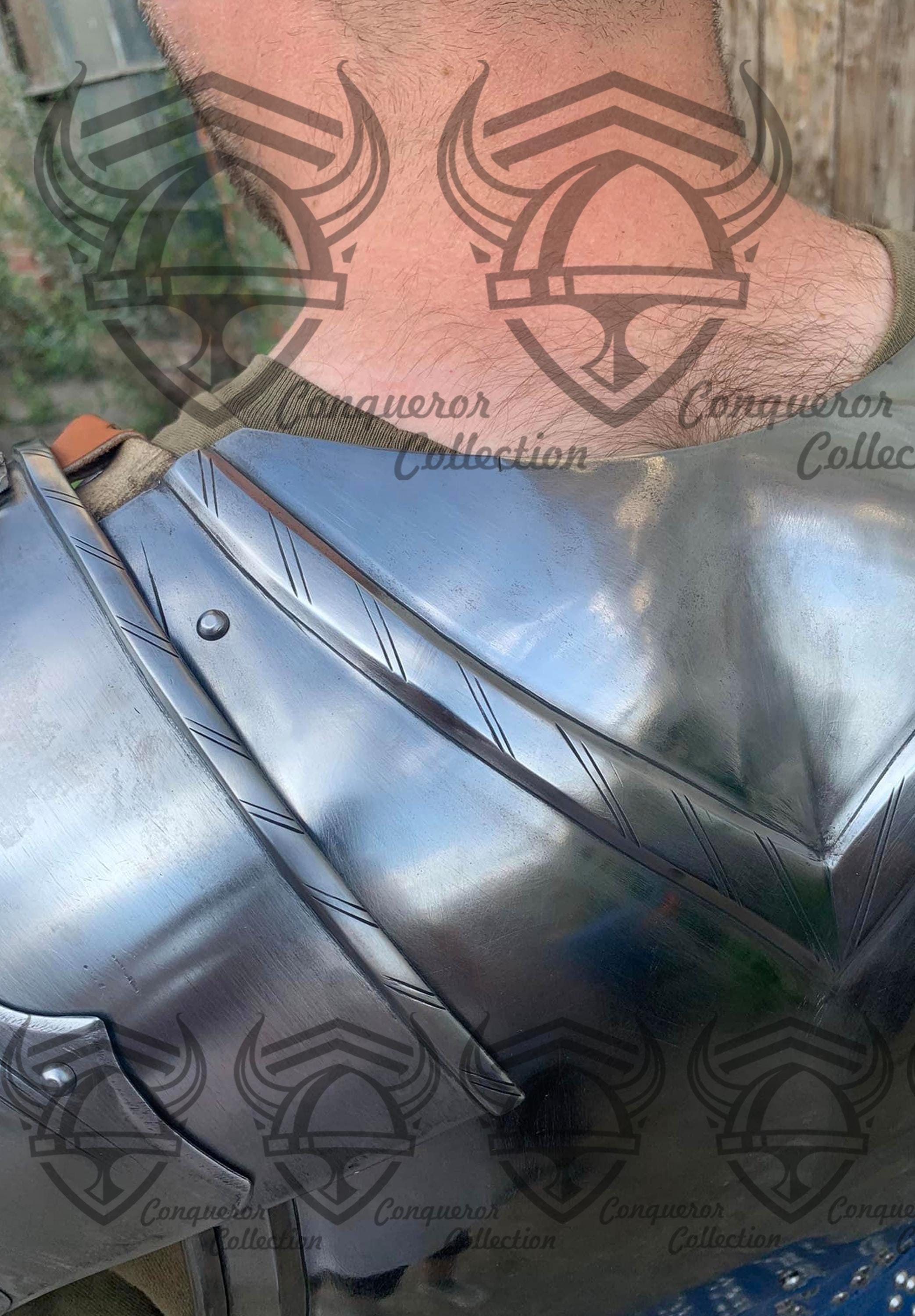 Medieval Hardened Steel Gorget Spaulders Pauldrons and Neck Armor ...