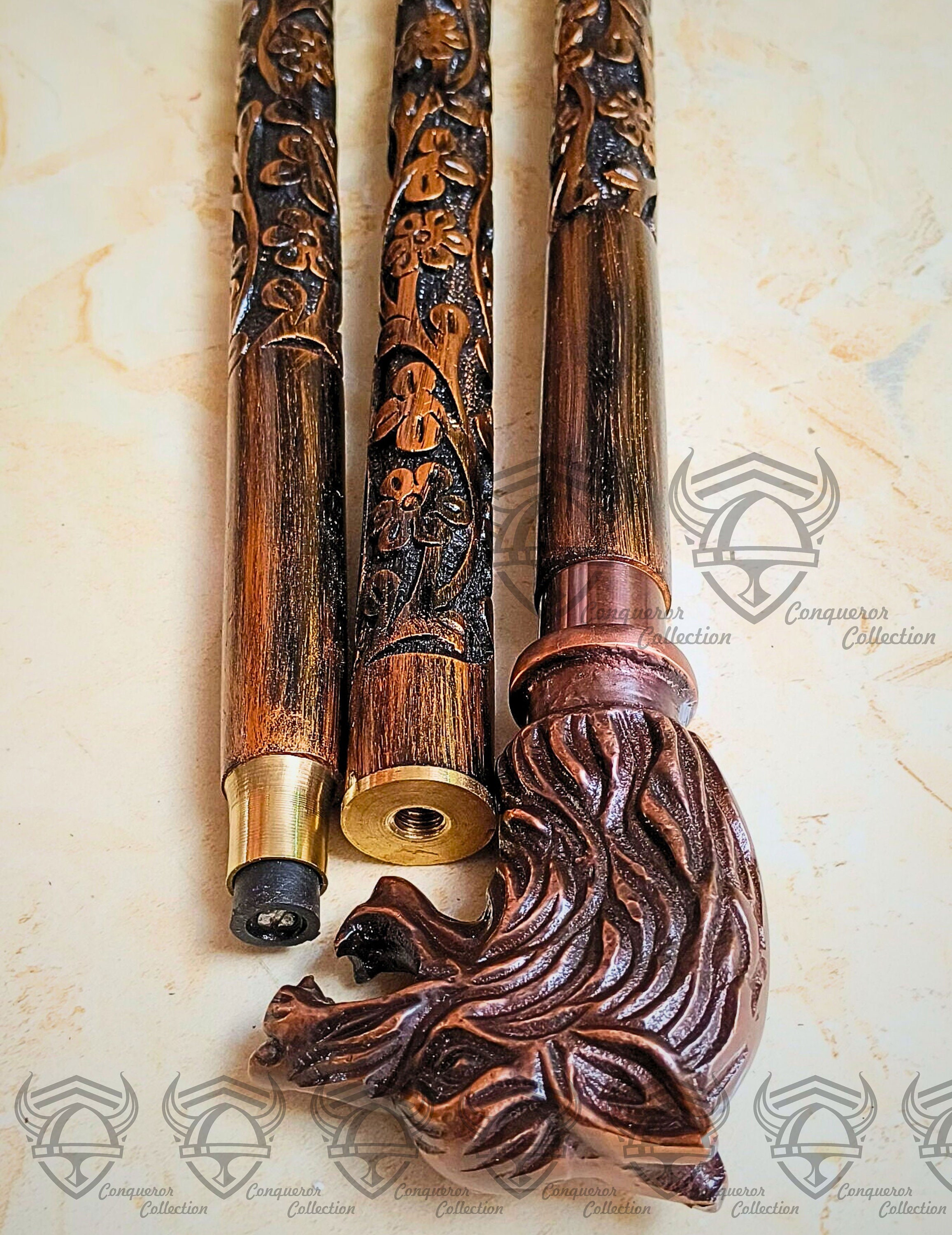 Personalized Engrave Lion Walking Stick Walking Cane Wild Animal Lions ...