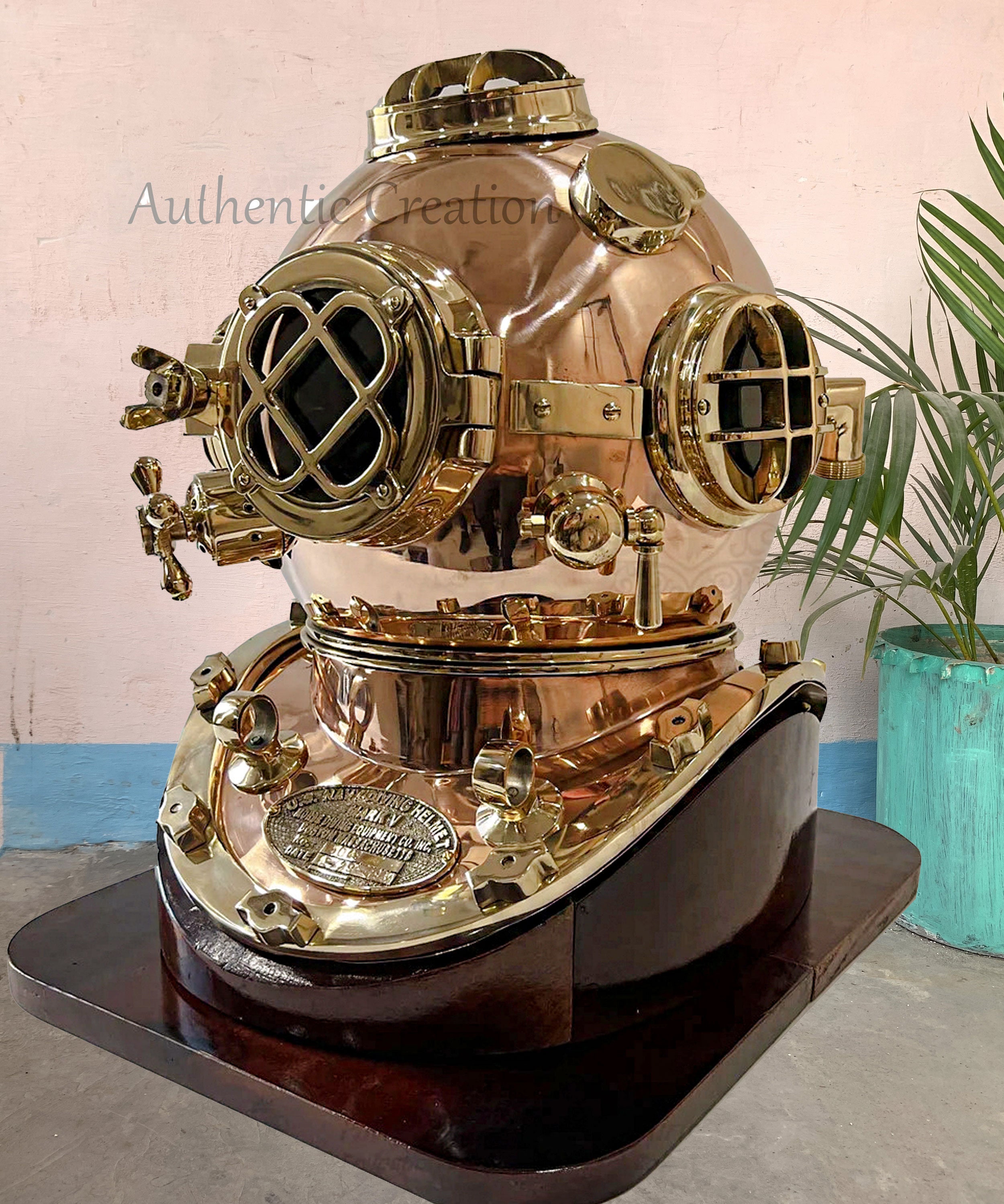 Exclusive Mark V US Navy Diving Helmet Copper and Brass Finish Full ...