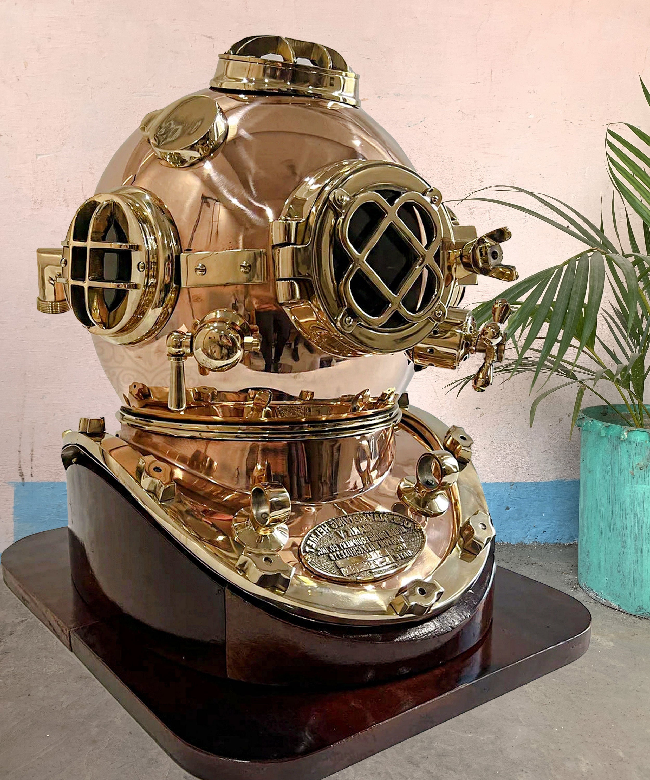 Exclusive Mark V US Navy Diving Helmet Copper and Brass Finish Full ...