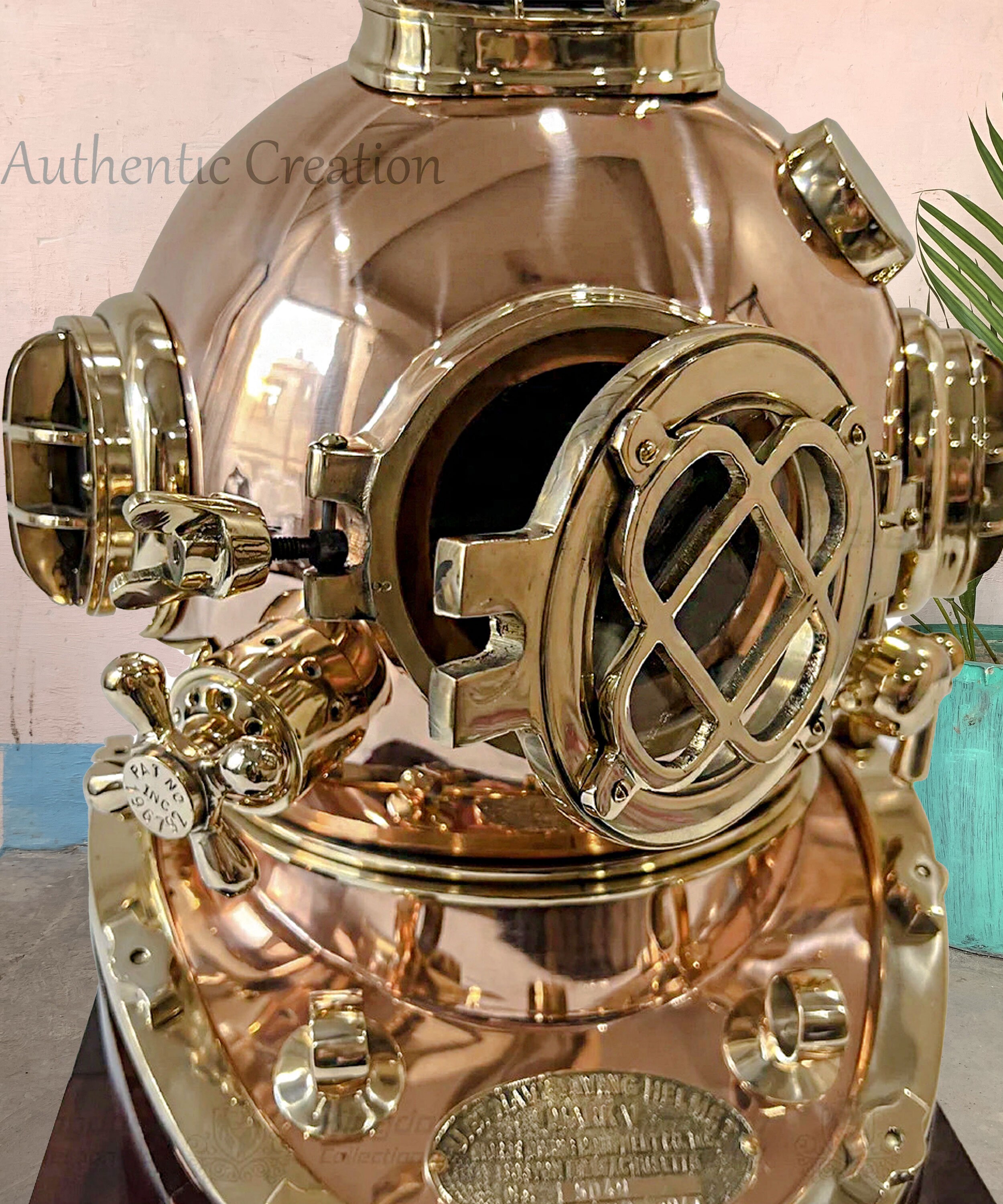 Exclusive Mark V US Navy Diving Helmet Copper and Brass Finish Full ...