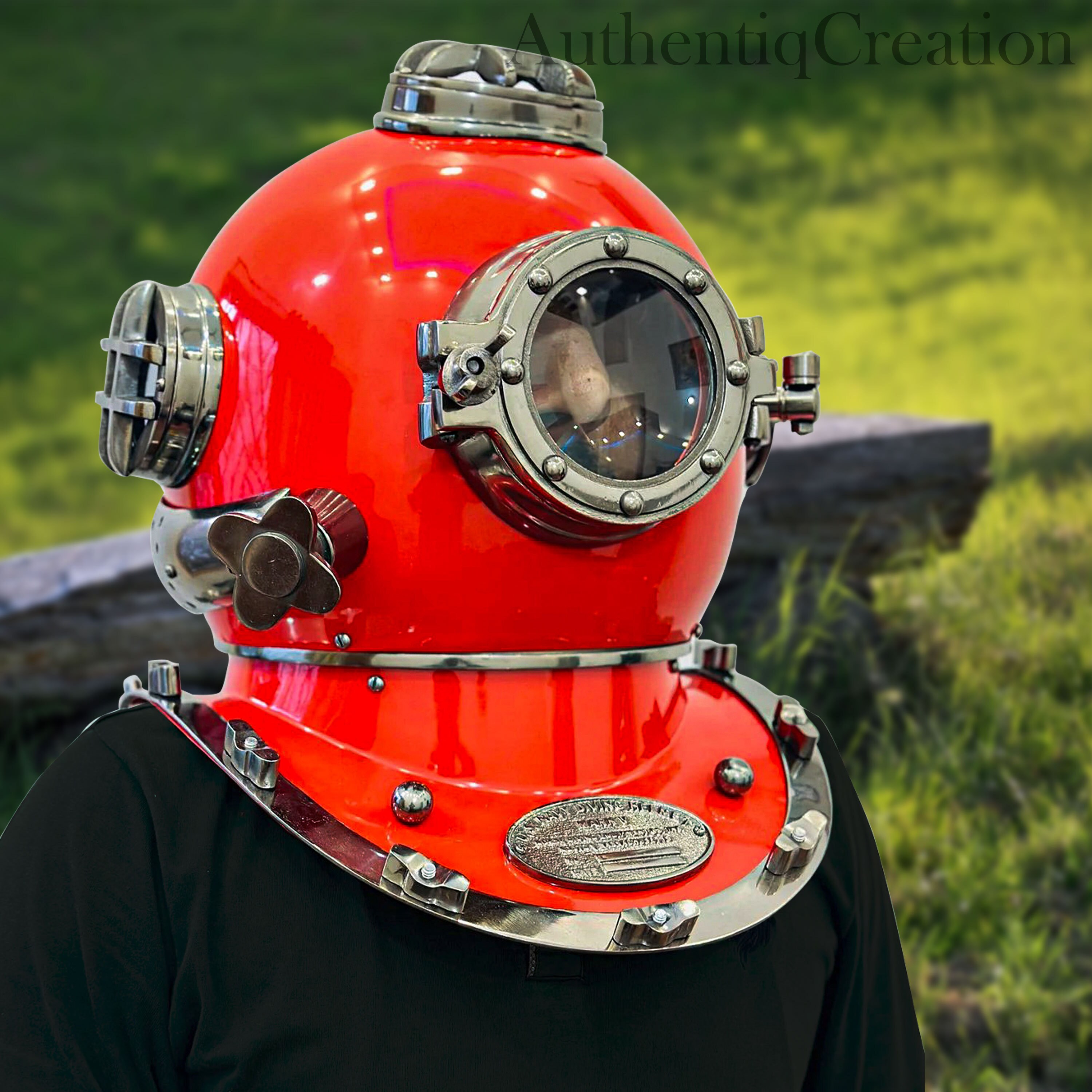 British Red Scuba Navy Diving Helmet Mark V Scuba Diving - Etsy
