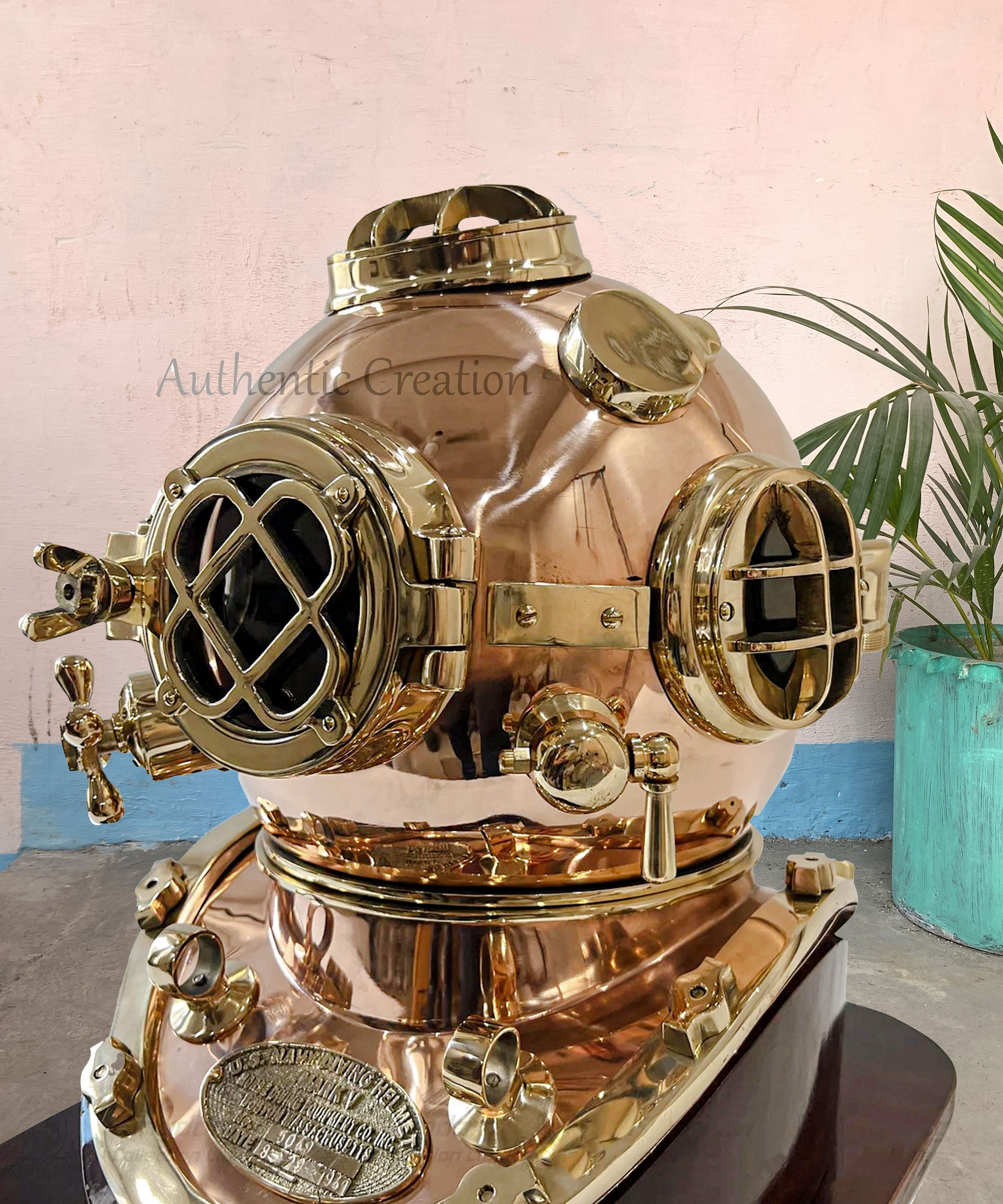 Exclusive Mark V US Navy Diving Helmet Copper and Brass Finish Full ...