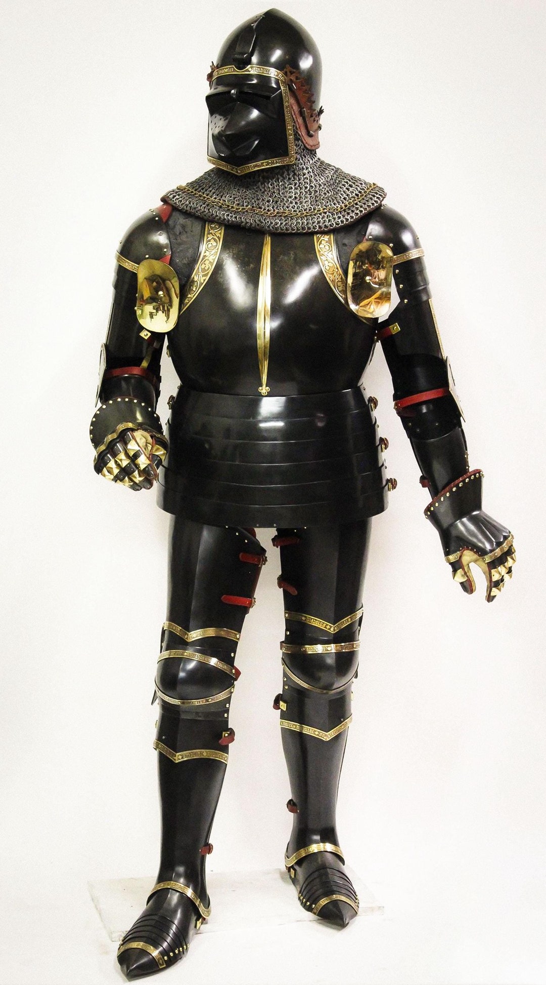 Medieval European Knight Black and Brass Decoration Full Body Metal ...