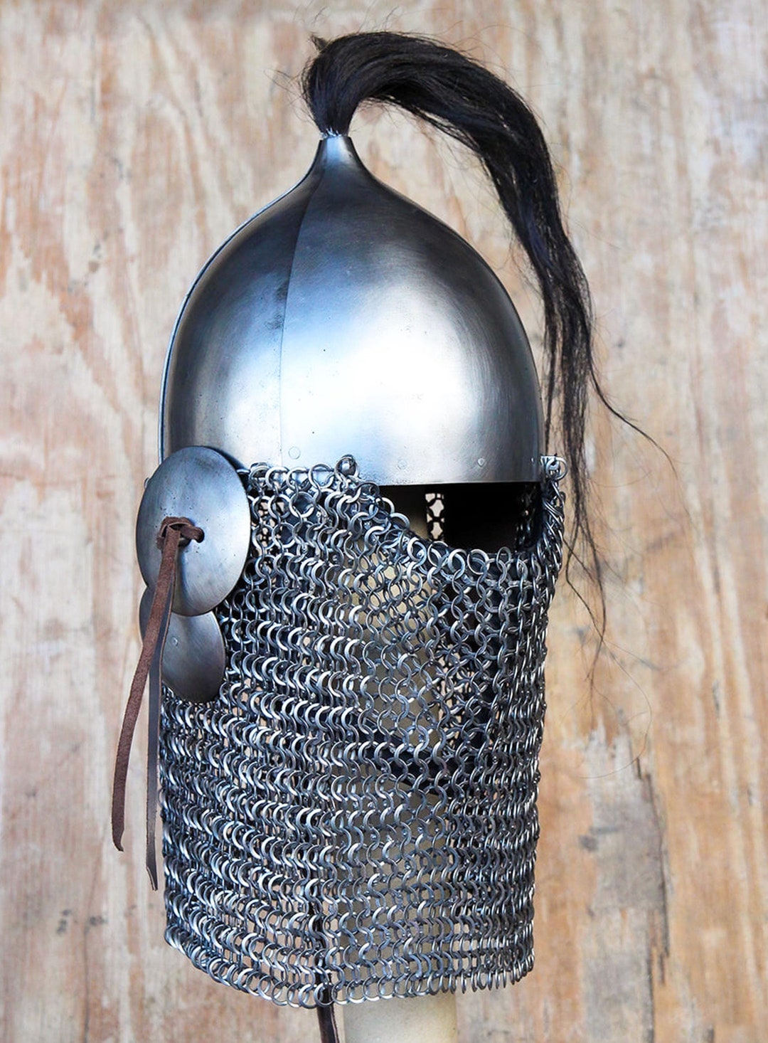 Medieval Norman Nasal Helmet With Face Guard and Chainmail Viking War ...