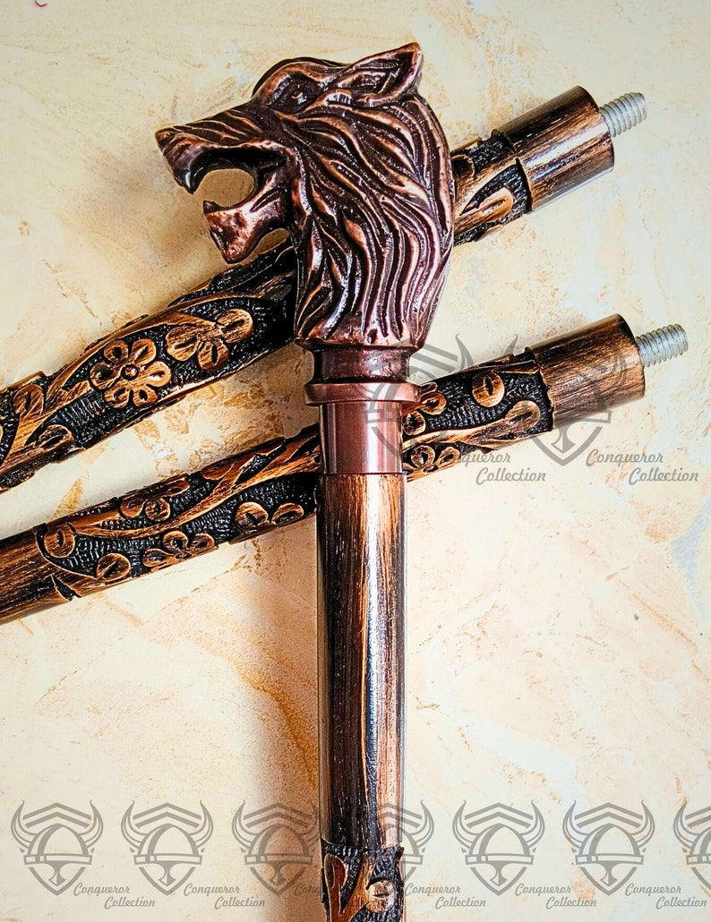 Personalized Engrave Lion Walking Stick Walking Cane Wild Animal Lions ...