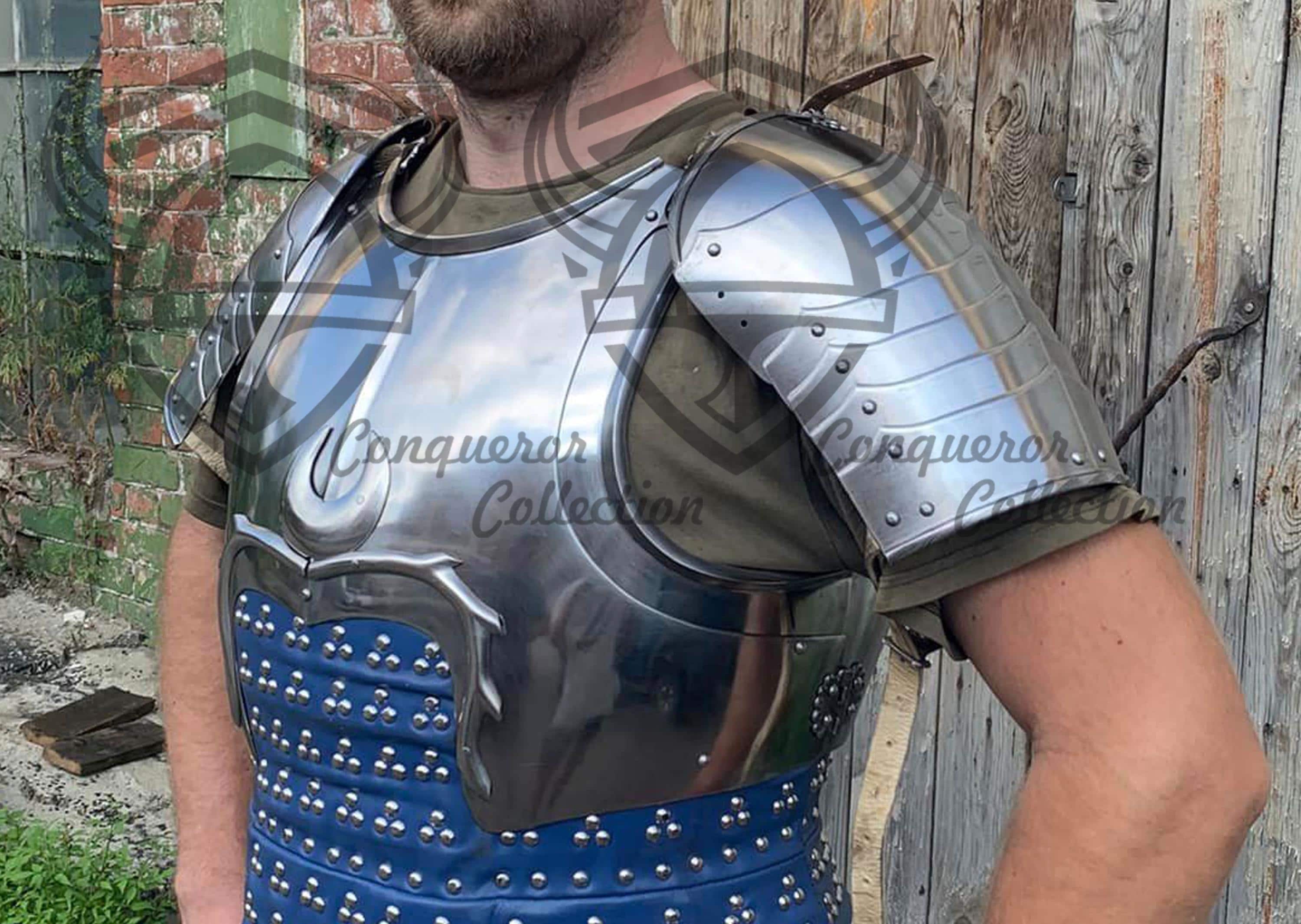 Medieval Hardened Steel Gorget Spaulders Pauldrons and Neck Armor ...