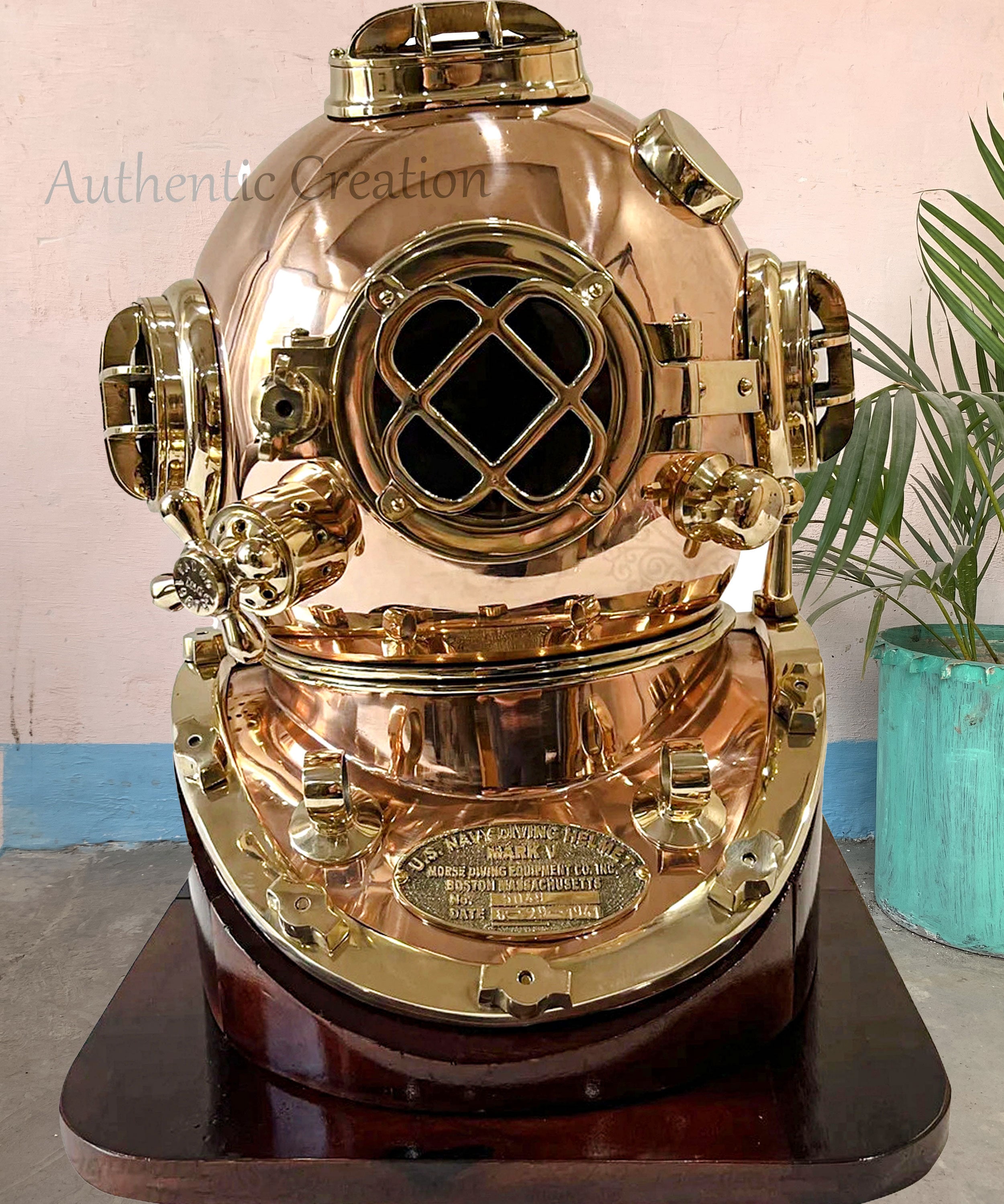 Exclusive Mark V US Navy Diving Helmet Copper and Brass Finish Full ...