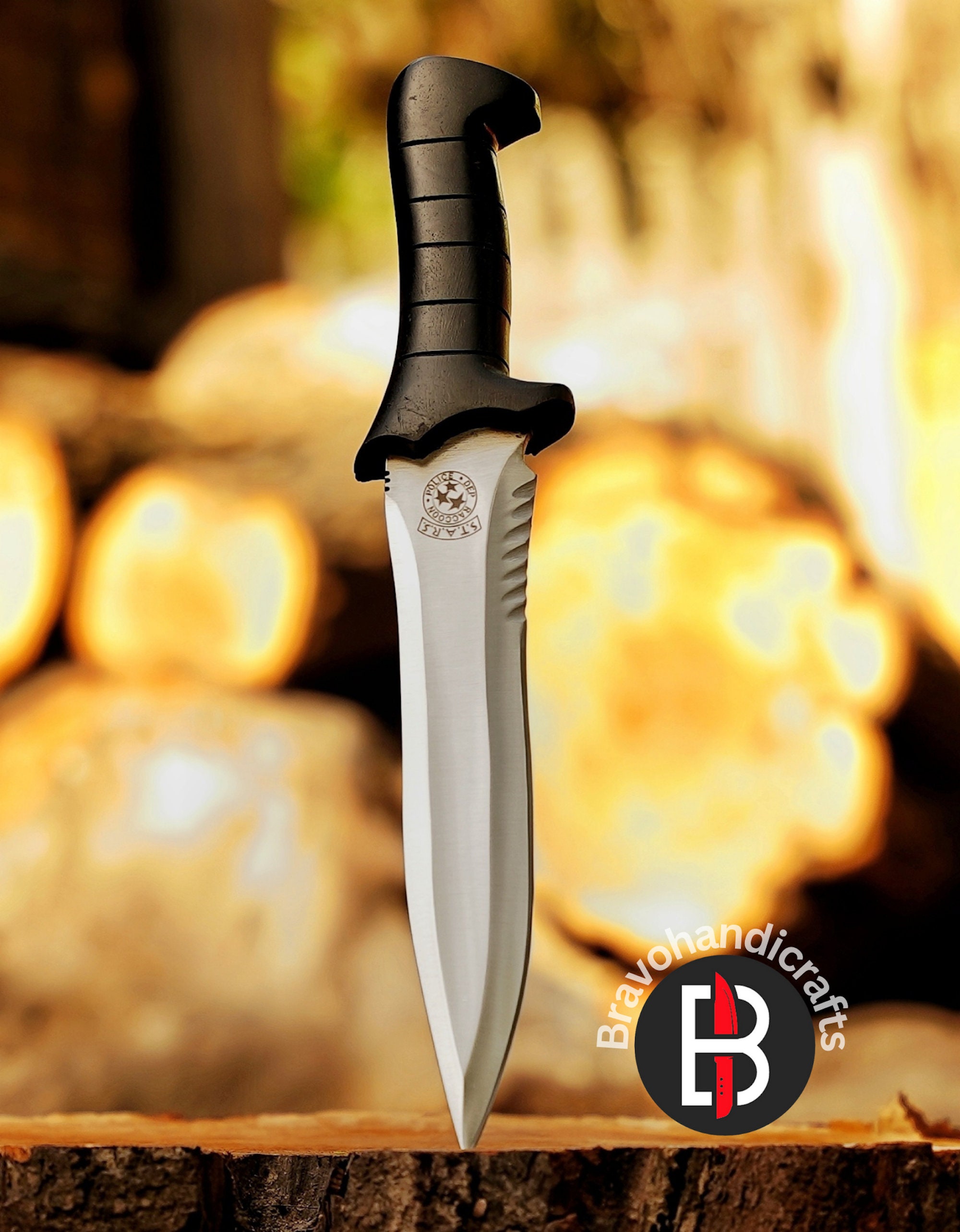 RE4 Leon Kennedy's Knife Custom Handmade Spring Steel Bowie Knive ...
