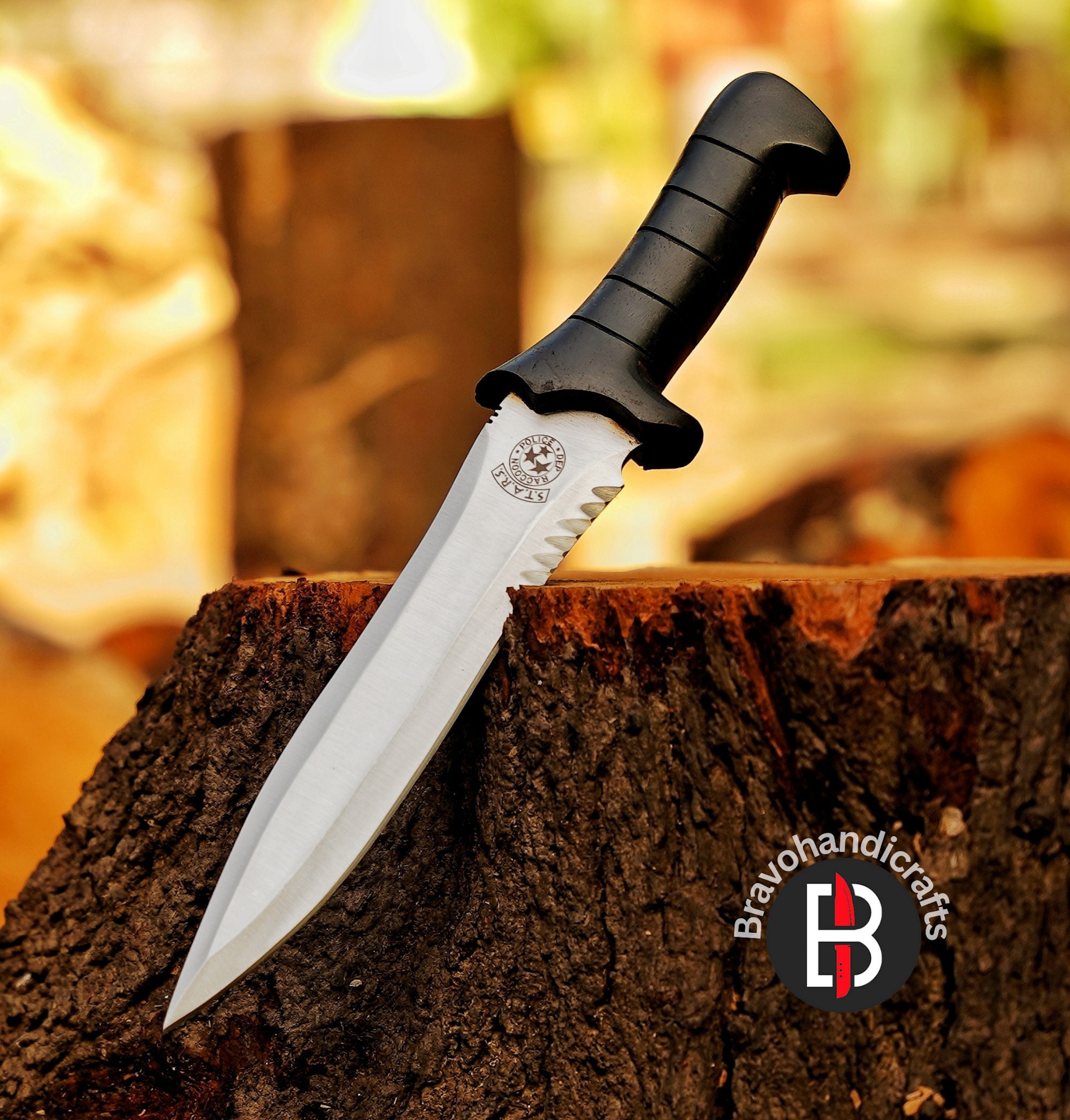 RE4 Leon Kennedy's Knife Custom Handmade Spring Steel Bowie Knive ...