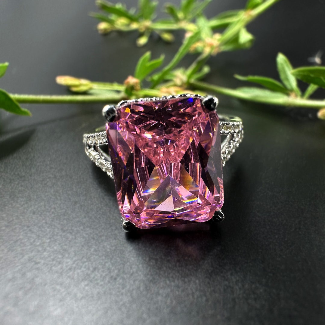 Pink Diamond Ring, Engagement Ring, 3 Carats Emerald Cut Fancy Pink ...