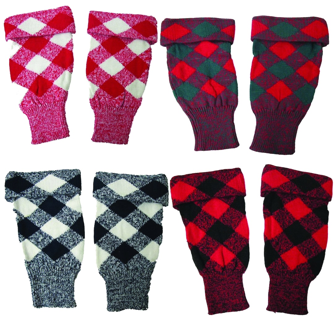 Traditional Scottish Kilt Hose Top Wool Diced Red, White, Black, Green ...