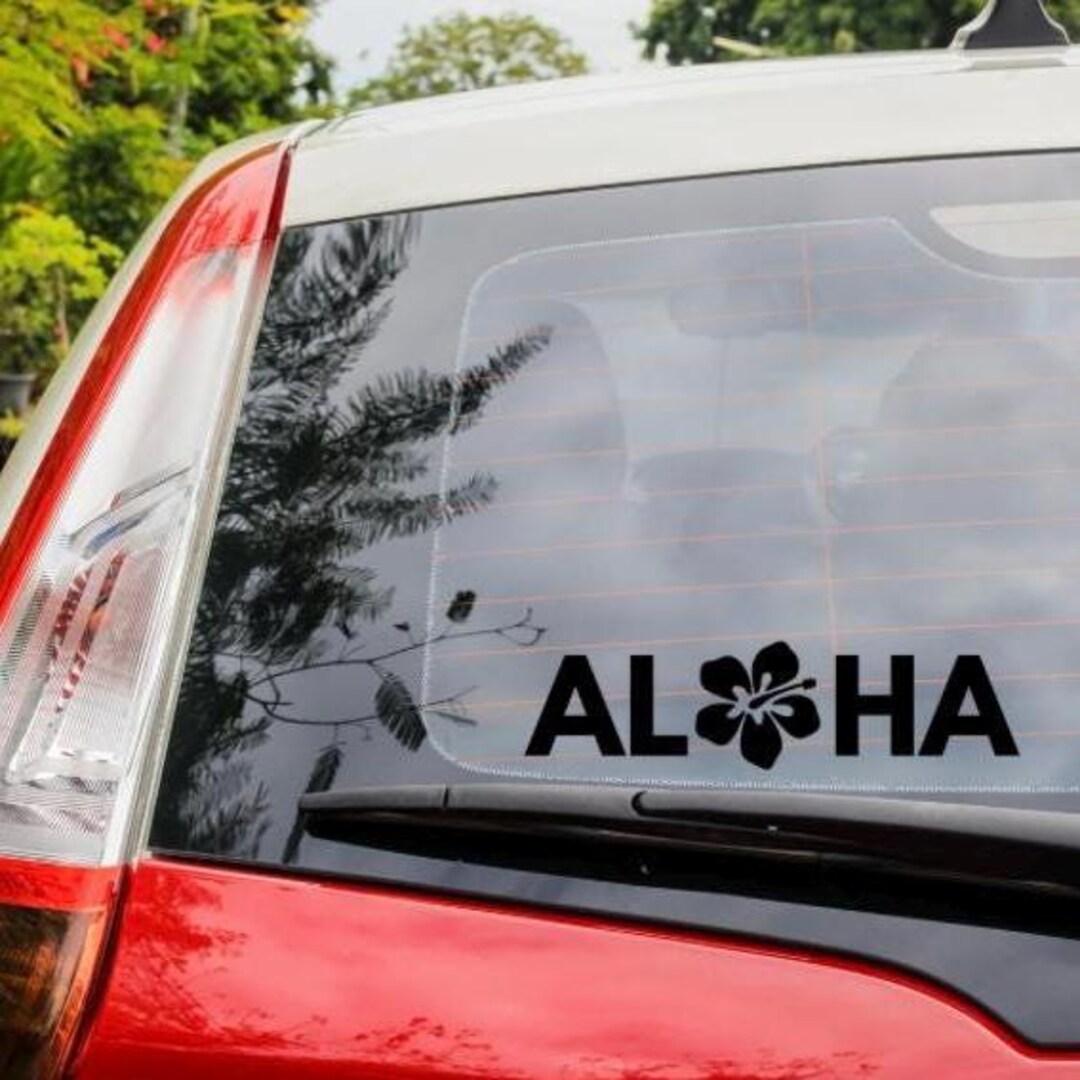 Aloha Sticker With Hibiscus Flower for Window or Bumper Any Decor Vinyl ...