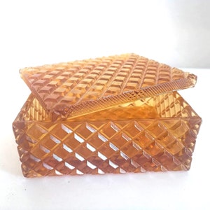 Antique Umber Glass Lidded Box - Etsy