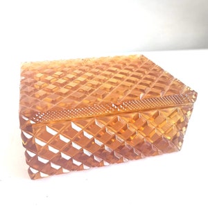 Antique Umber Glass Lidded Box - Etsy