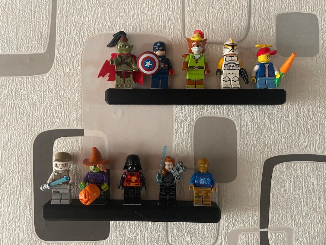 2x Wall Brackets for 10 Lego Minifigures L Collectors Black L Holder L ...
