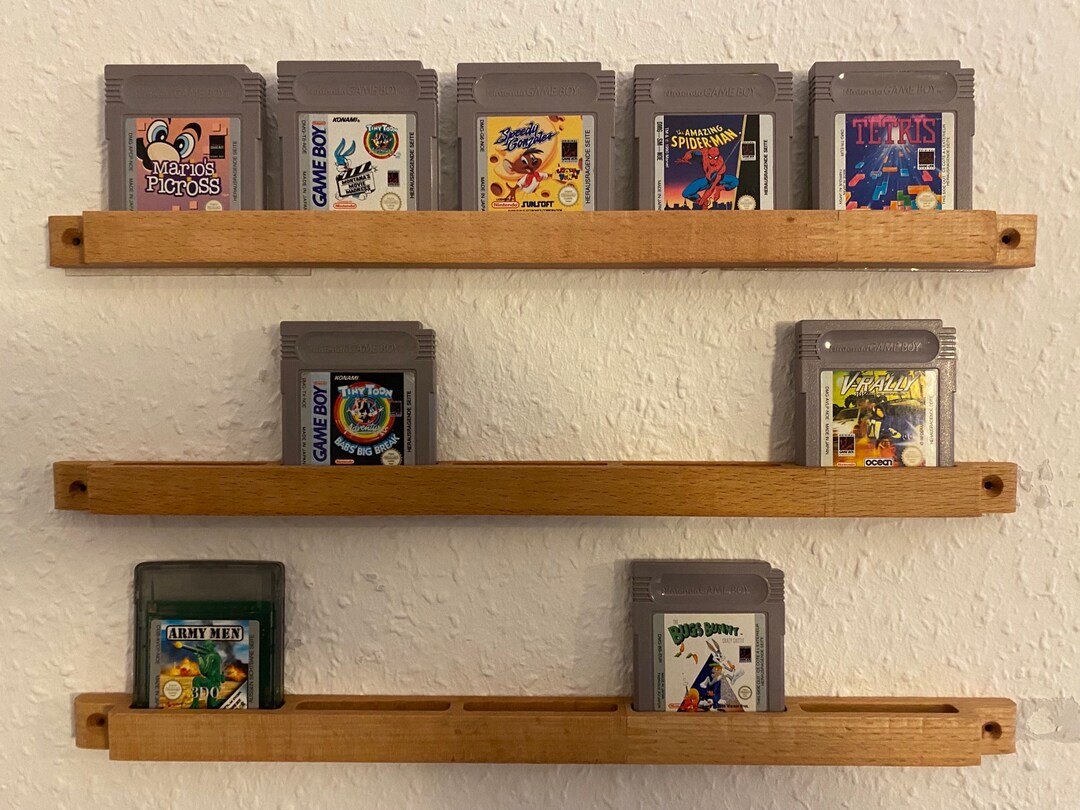 3x Nintendo Gameboy CLASSIC Cartridge Shelf Wall Bar Wall Mount Display ...
