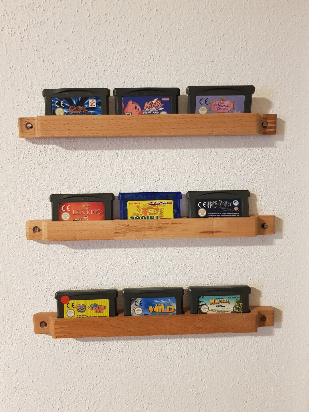 3x Nintendo Gameboy Advance Cartridge Shelf Wall Strips for 3 Games ...