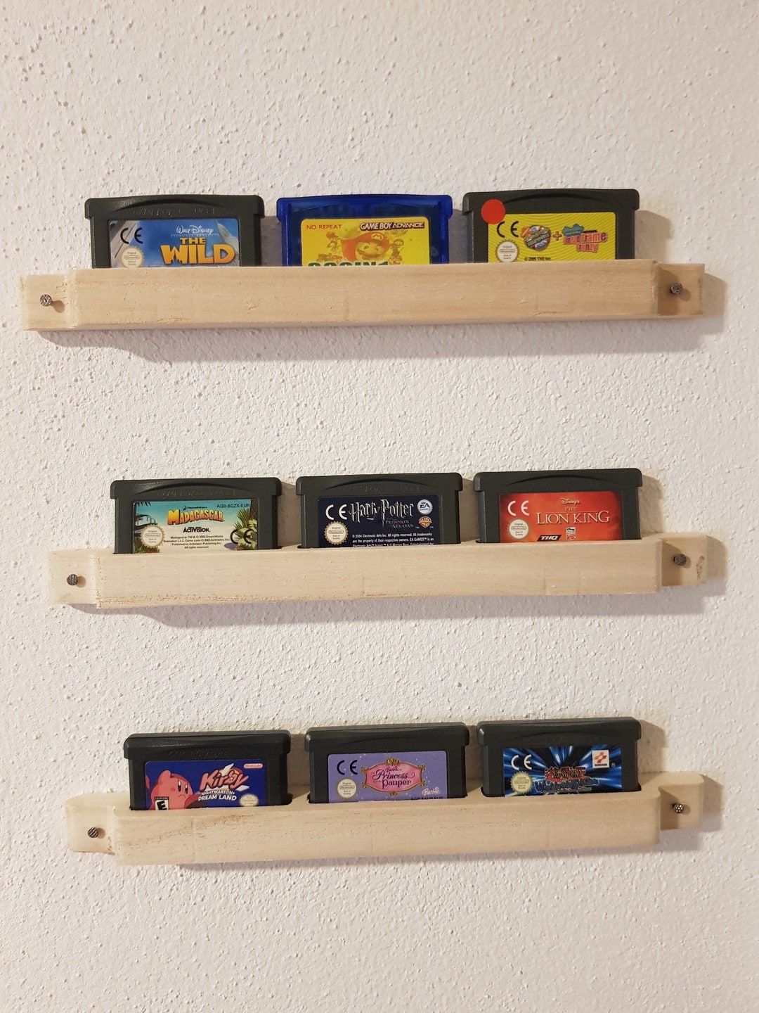 3x Nintendo Gameboy ADVANCE Cartridges for 3 Games Shelf Wall Strips ...