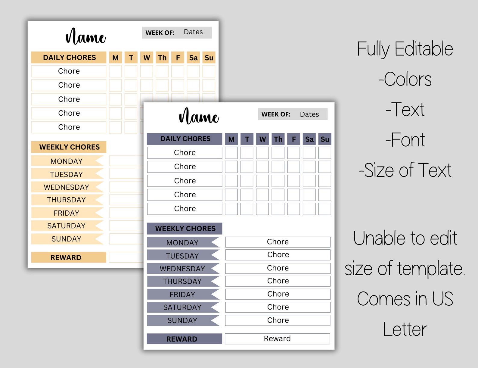 Chore Chart for Kids, Daily Chore Chart, Weekly Chore Chart, Chore ...