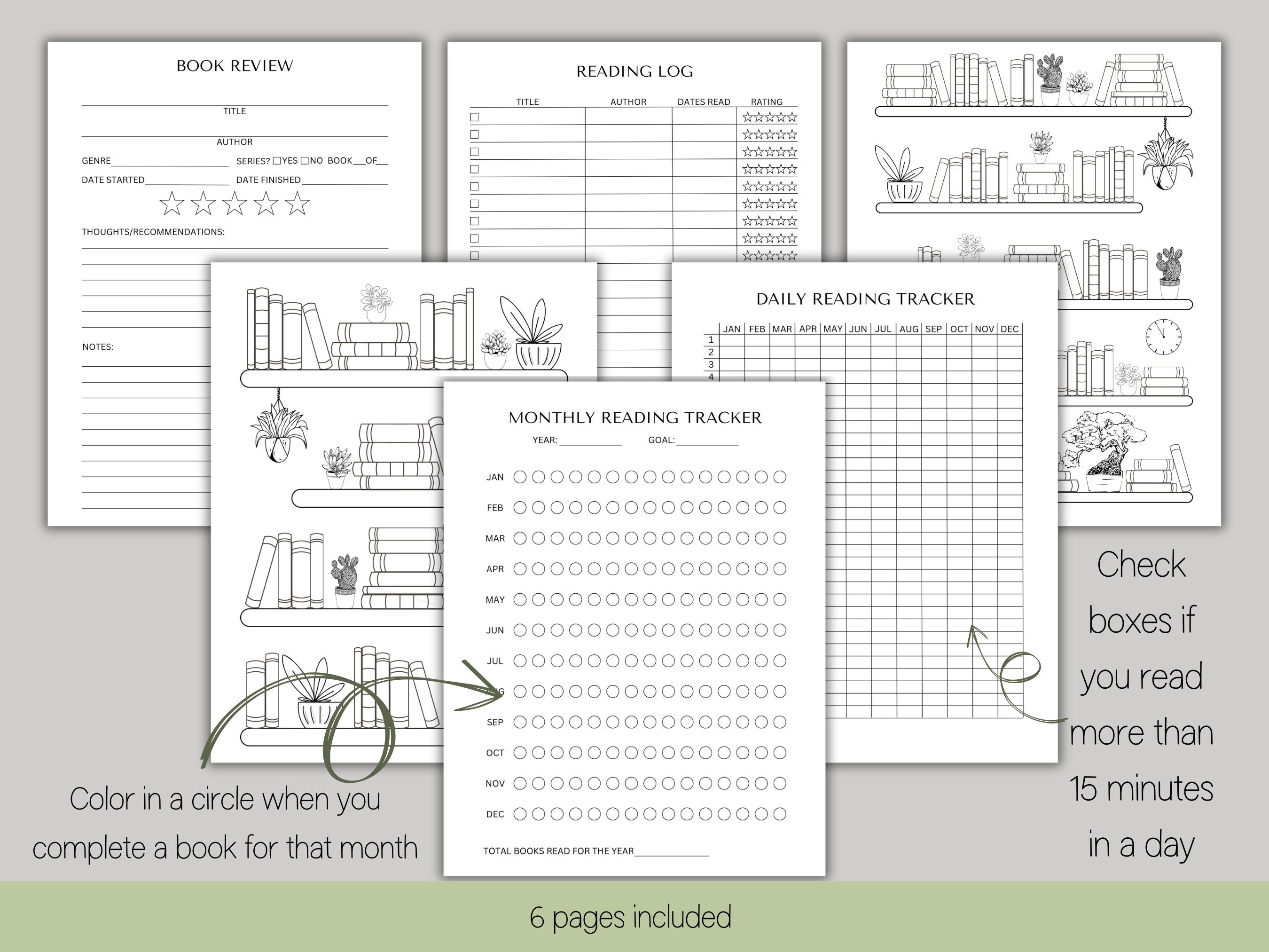 Reading Tracker Bundle, Reading Tracker Journal Pages, Reading Log ...