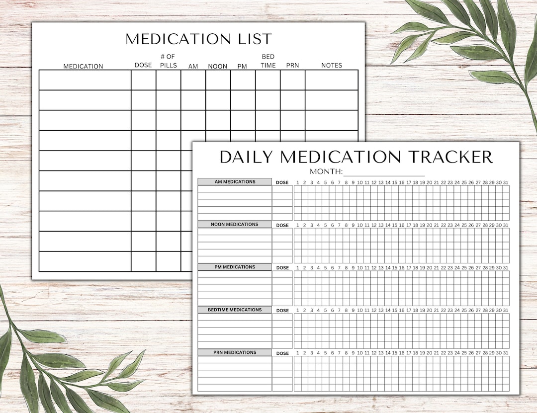 Daily Medication Tracker, Medication Log, Daily Medication Sheet ...