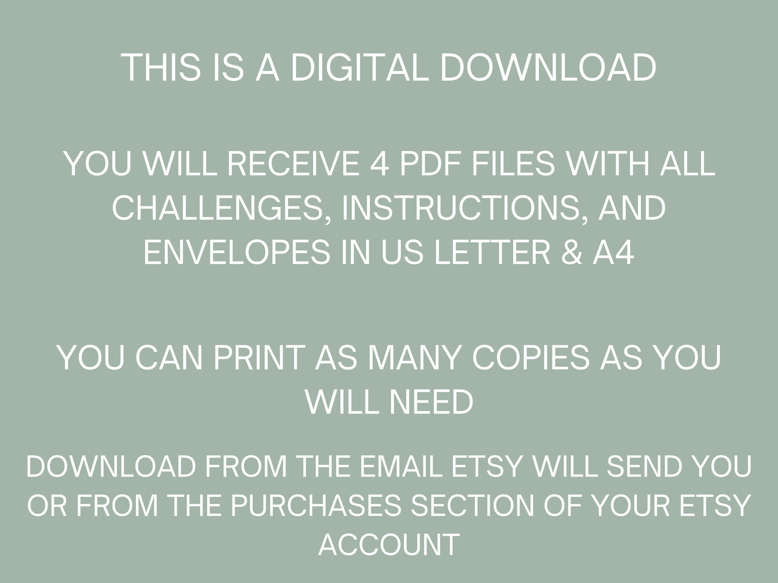 Savings Challenge Printable Bundle: 52 Week, 100 Envelope, 30 Day (PDF ...