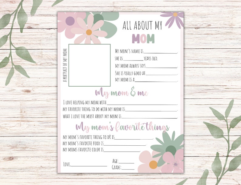 All About My Mom Printable All About Mom Gift for Mom - Etsy