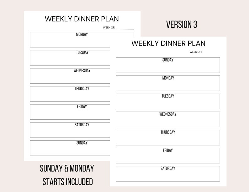 Printable Family Menu, Grocery List Printable, Weekly Meal Planner ...