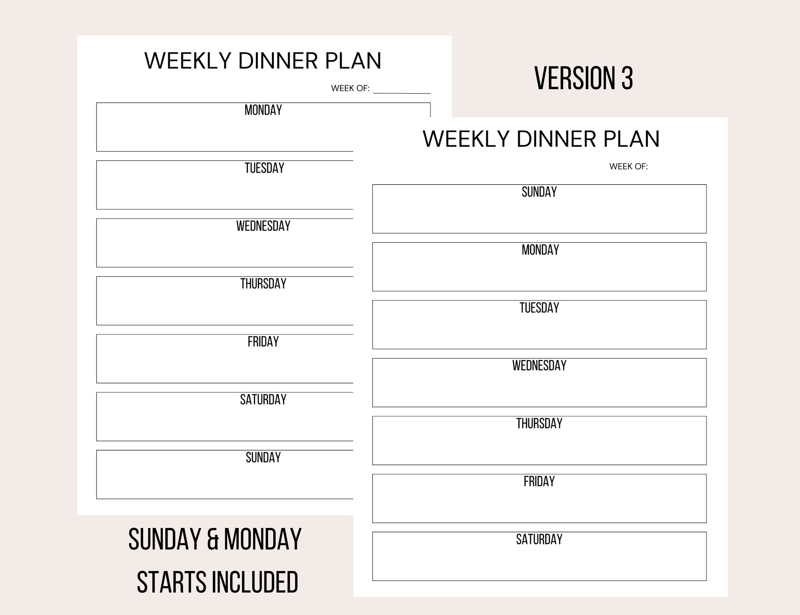 Printable Family Menu, Grocery List Printable, Weekly Meal Planner ...