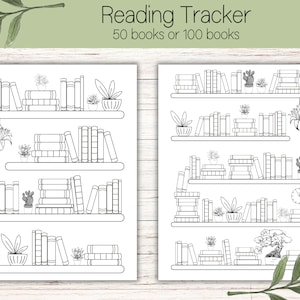 Reading Tracker Printable, Bookshelf Reading Log, Reading Challenge ...