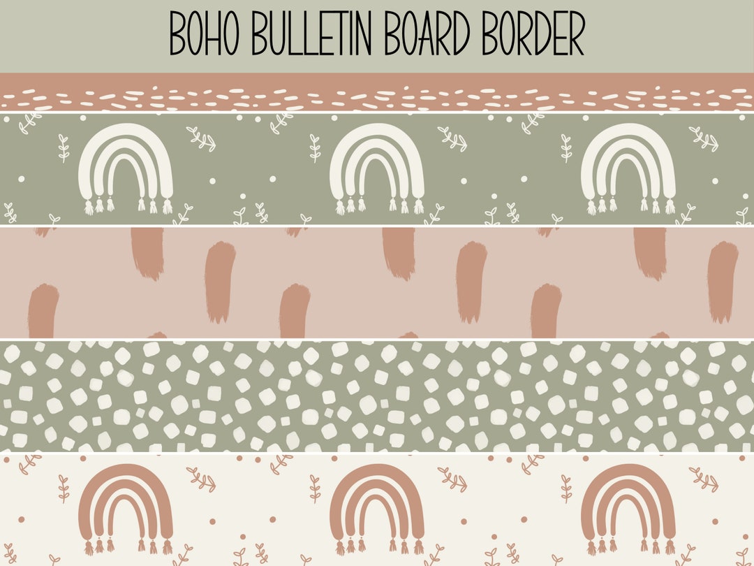 Classroom Bulletin Board Borders Bundle, Boho Modern Classroom Decor ...