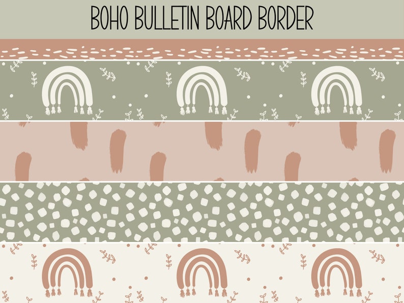 Classroom Bulletin Board Borders Bundle, Boho Modern Classroom Decor ...