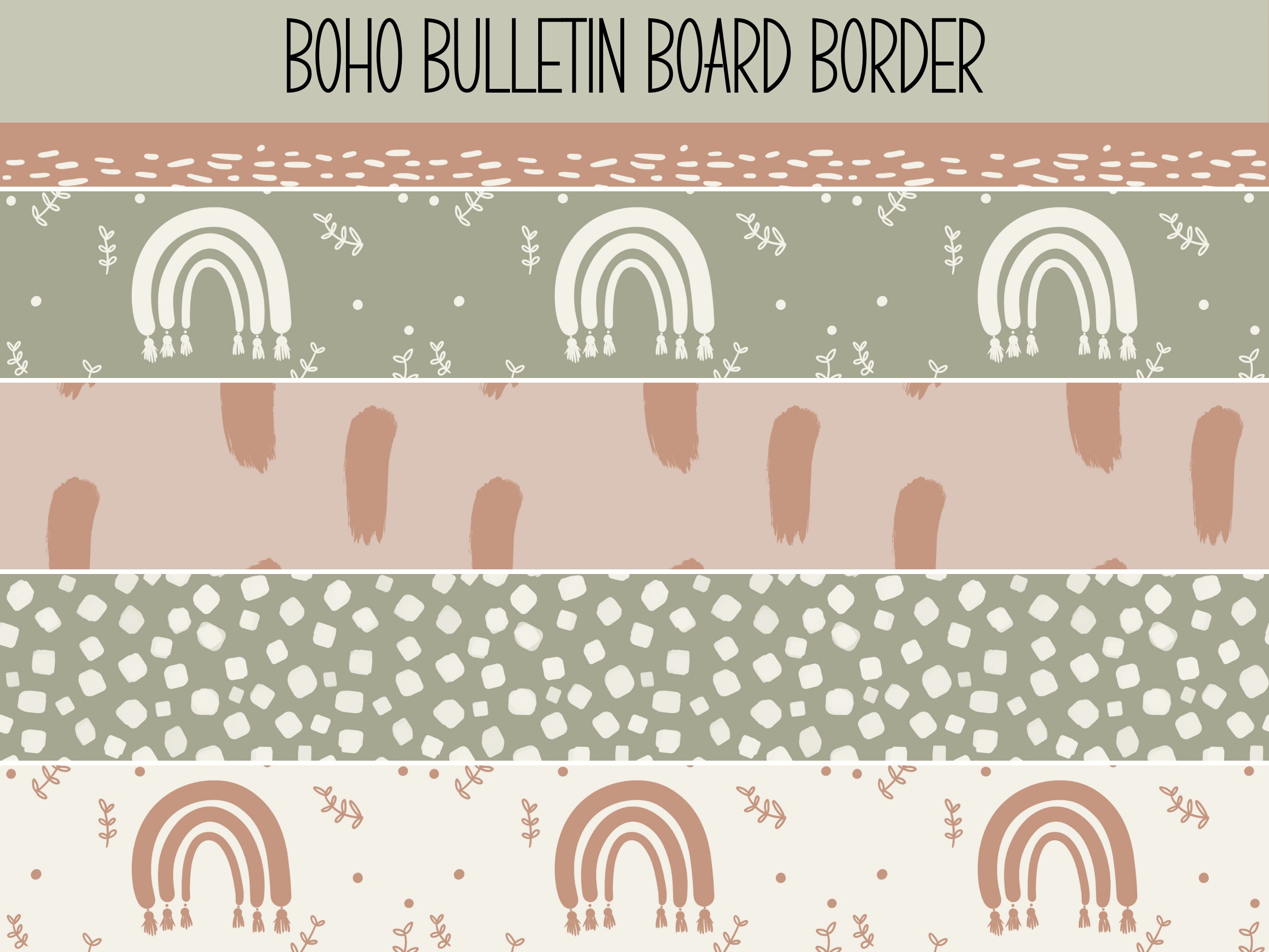 Classroom Bulletin Board Borders Bundle, Boho Modern Classroom Decor ...