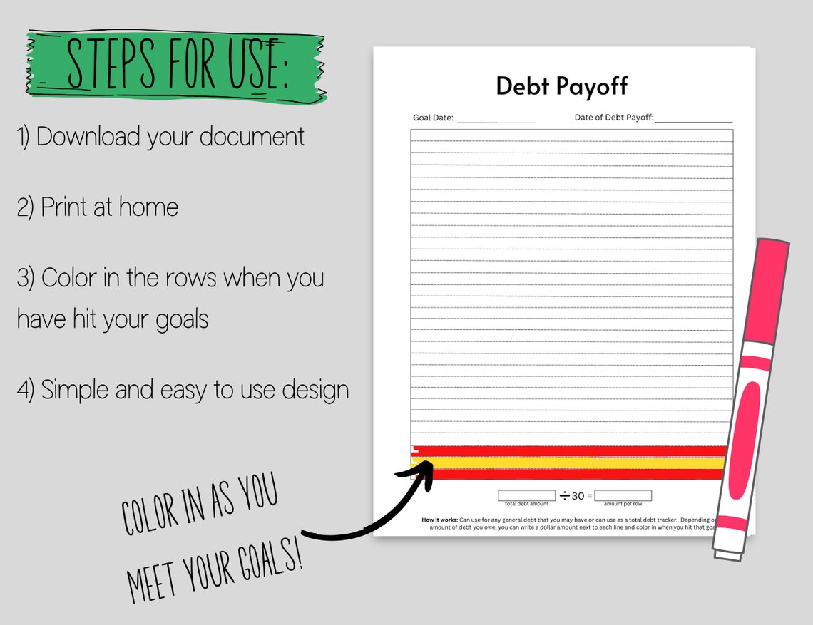 Debt Payoff Tracker: Printable Coloring Sheets (instant Download) - Etsy