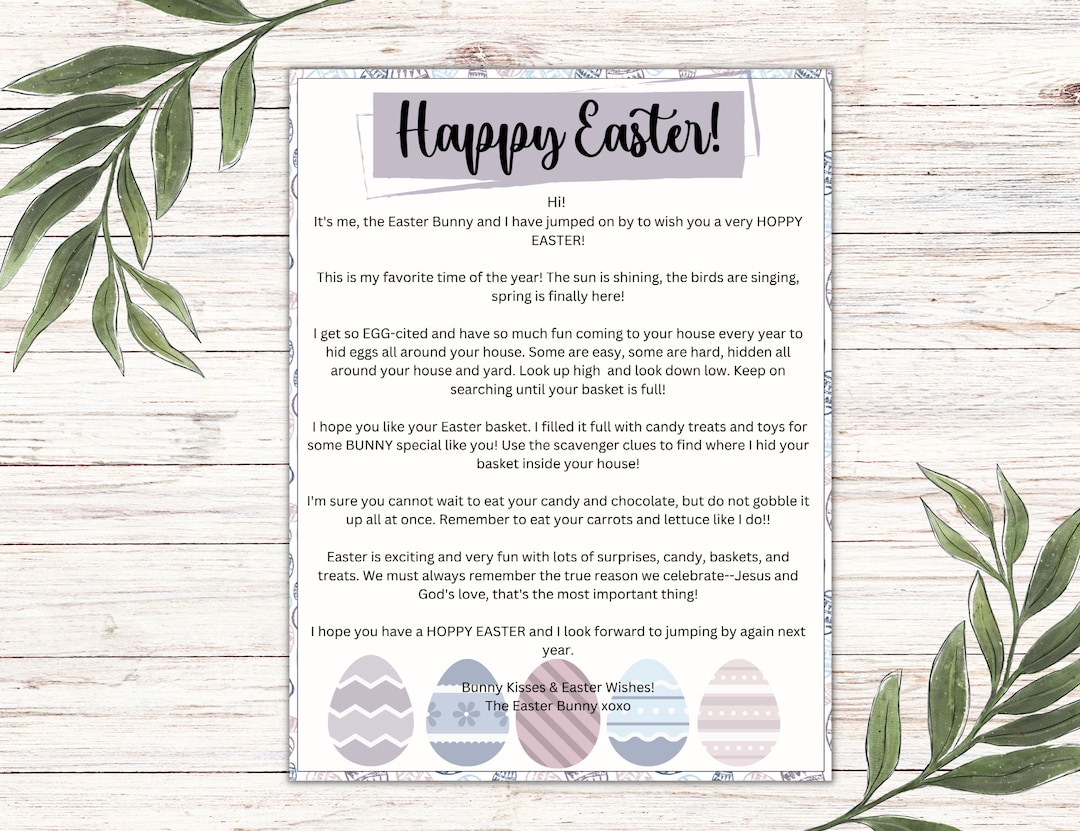 Easter Bunny Letter, Letter From the Easter Bunny, Instant Download ...