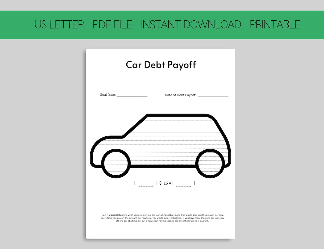 Car Debt Payoff Tracker, Debt Snowball, Instant Download, Debt Coloring ...