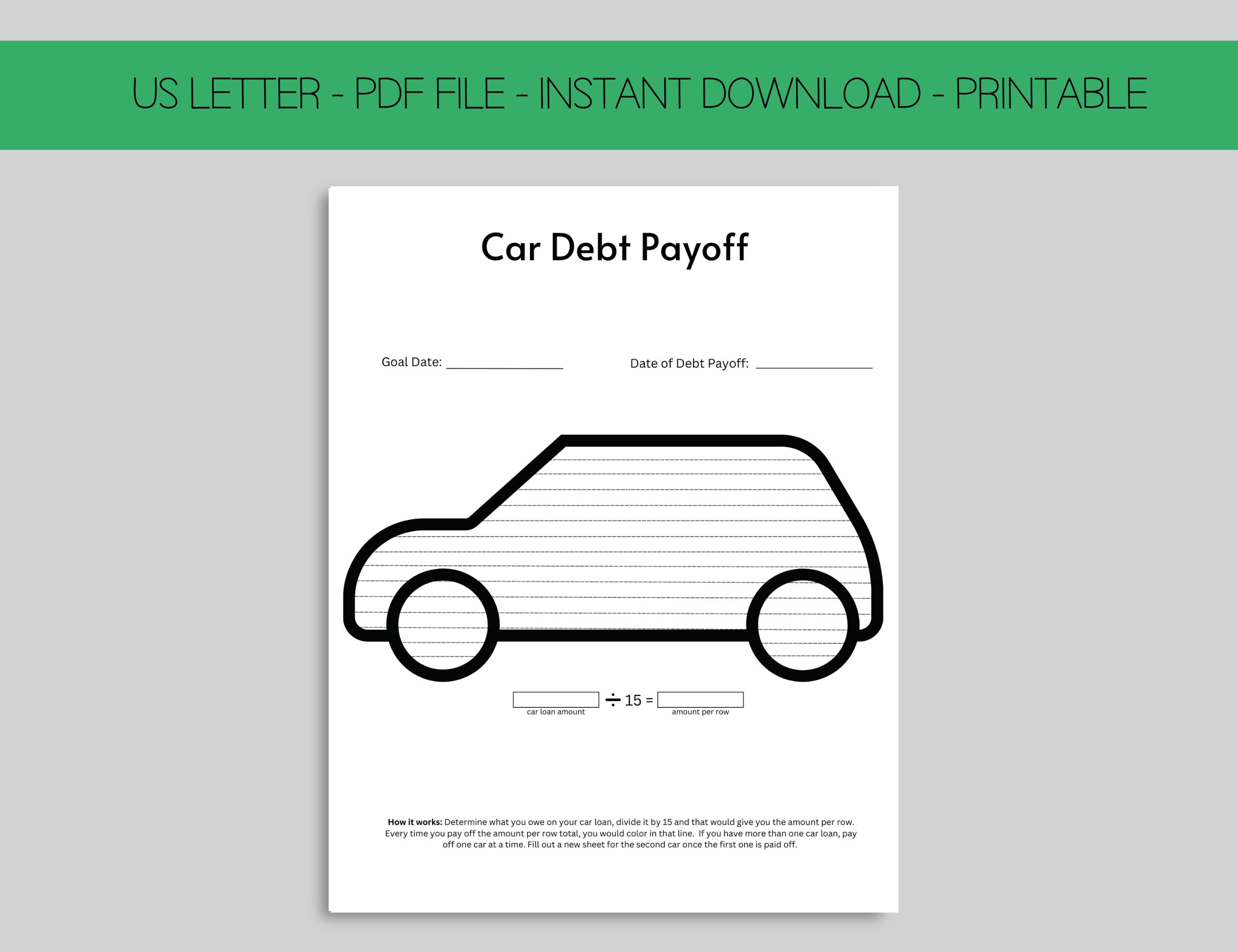 Car Debt Payoff Tracker, Debt Snowball, Instant Download, Debt Coloring ...