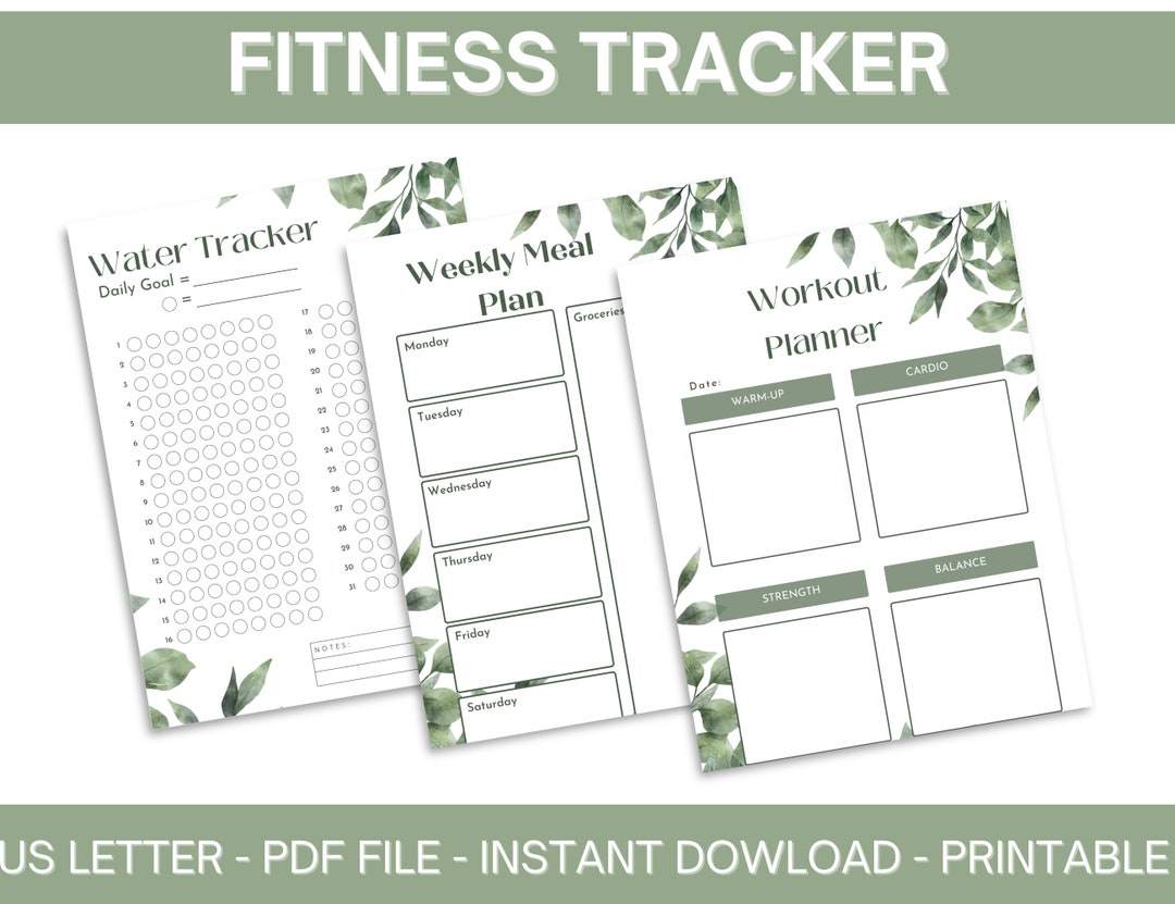 Fitness Planner Bundle, Workout Tracker, Weight Loss Tracker, Printable ...
